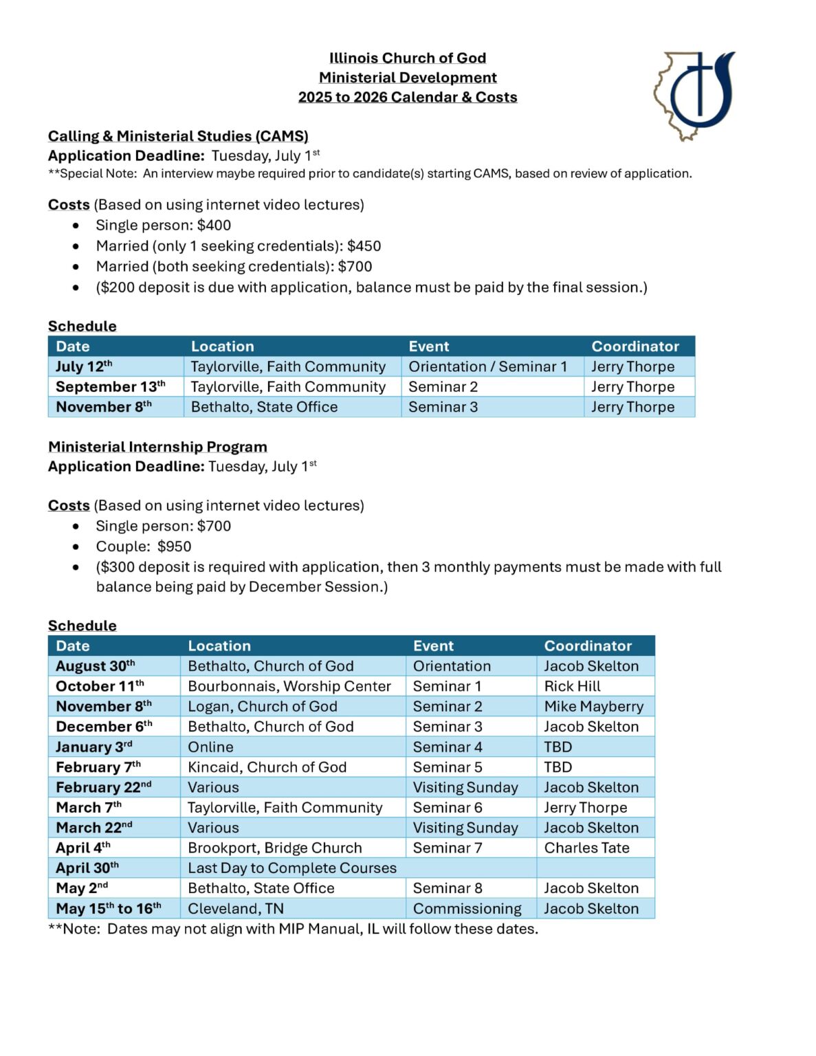 MINISTERIAL DEVELOPMENT Program - Illinois Church of God